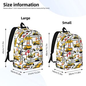 UMTRTLL Truck Car Canvas Backpack Cute Casual Backpacks Construction Pattern Bookbag Daypack Sports Travel Bag For Toddler Teen Boys Girls Men Gifts (Small)