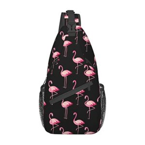 qurdtt pink flamingo sling bag chest bags crossbody shoulder backpack travel hiking daypack for men women