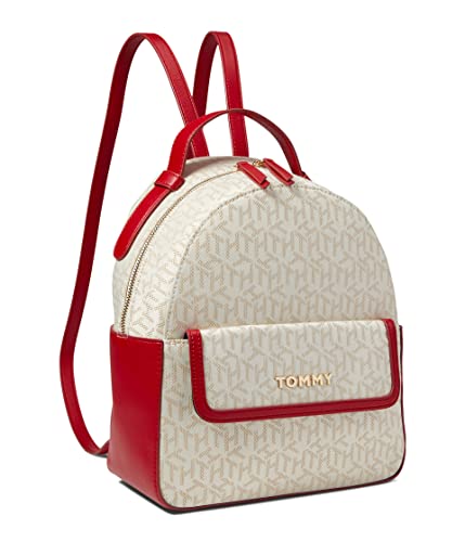 Tommy Hilfiger Schyler Smooth PVC Trim Cube Bicolor Poly Jacquard Backpack Ivory/Clayed Pebble One Size