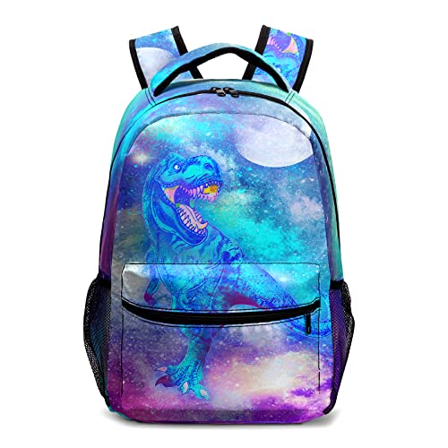 Dacawin Toddler Backpack for Boys Girls Blue Space Tyrannosaurus Rex Backpacks for School Galactic Giant Dinosaur Fantasy Bookbag Cute Lightweight Travel Bag