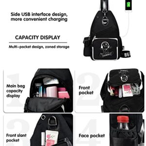 MCWTH Sling Bag for Teen Boys, Luminous Chest Pack Waterproof Travel Shoulder Backpack (Skateboard Boy)