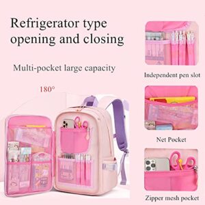 EKUIZAI Colorful Cute Backpack for Girls Elementary Schoolbag Sweet and Kawaii Kid's Backpack with Rabbit dolls