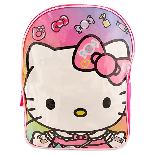 Hello Kitty Backpack with Lunch Box Set - Bundle with 15” Hello Kitty Backpack, Lunch Bag, Stickers, More | Hello Kitty Backpack for School