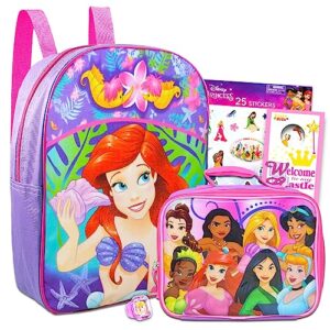 disney the little mermaid mini backpack with lunch box - bundle with 11” mini ariel backpack, lunch bag, stickers, more | little mermaid backpack for toddlers