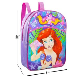 Disney The Little Mermaid Mini Backpack with Lunch Box - Bundle with 11” Mini Ariel Backpack, Lunch Bag, Stickers, More | Little Mermaid Backpack for Toddlers