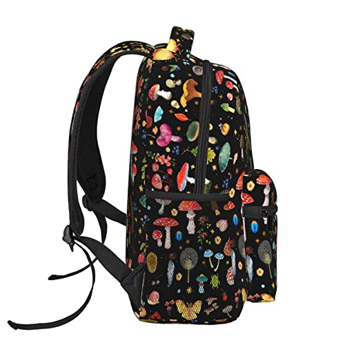 launamren Mushroom Backpack Casual Travel Daypack For Boys And Girls With Adjustable Padded Shoulder Straps Day Pack For College Travel Hiking Camping Size 15.7x11.4x7.8 Inches