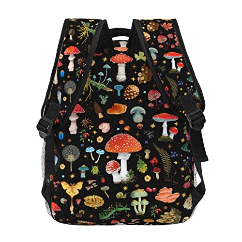 launamren Mushroom Backpack Casual Travel Daypack For Boys And Girls With Adjustable Padded Shoulder Straps Day Pack For College Travel Hiking Camping Size 15.7x11.4x7.8 Inches