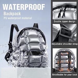 BUTI4WLD Puffer Backpack Travel Gym Bag Fashion Inflatable Designed Waterproof Backpack and Lightweight with Large Capacity Backpack for Women and Men, Silver