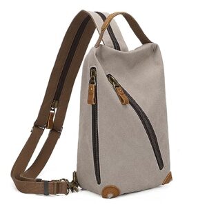 kl928 canvas sling bag - small crossbody backpack shoulder casual daypack rucksack for men women