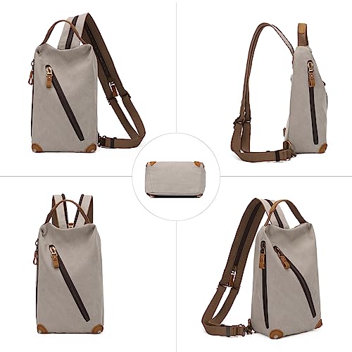 KL928 Canvas Sling Bag - Small Crossbody Backpack Shoulder Casual Daypack Rucksack for Men Women