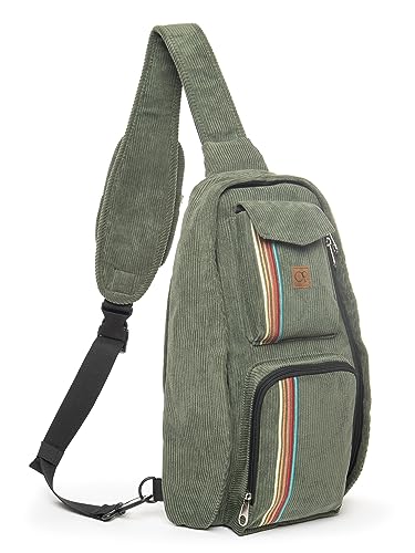 Ocean Pacific Crossbody Sling Bag for Travel, Sports, Beach, Hiking, Work, Casual Daypack for Men Women (Olive)