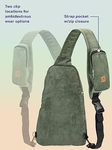 Ocean Pacific Crossbody Sling Bag for Travel, Sports, Beach, Hiking, Work, Casual Daypack for Men Women (Olive)