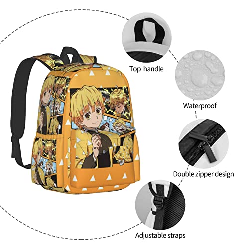 MUHASI Zen-Itsu Agatsuma Anime Backpack Large Capacity Daypack Lightweight Travel Laptop Bag Unisex Waterproof Backpacks For Men Women