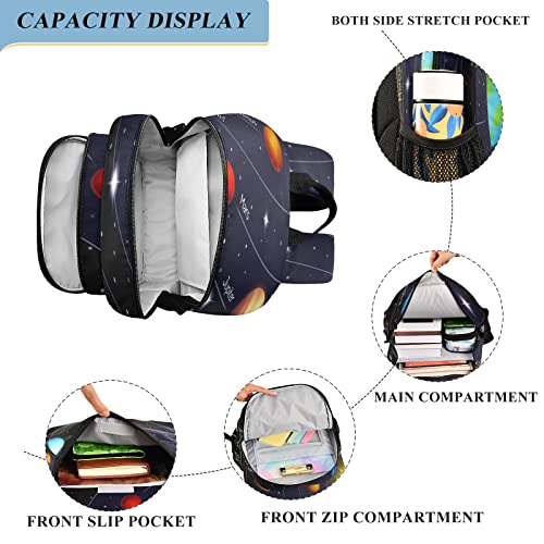 FFYHO Planet Universe Backpacks with Chest Strap for Teens Women Men,Night Forest Large Book Bags Lightweight Laptop Computer Bags Travel Casual Daypacks for College Work Business 18 Inch