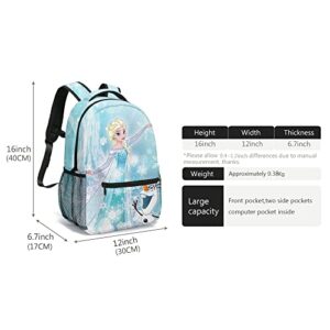 LZYUNAZ Girls Backpack, School Backpack Cartoon Backpack Lightweight Durable Laptop Backpack for School Travel Camping (Blue)