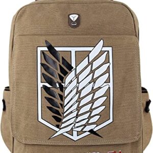 Soutrend AOT Anime Canvas Backpack Mens School Bag Khaki Bookbag Printed Backpack Daypack with Headphone Hole