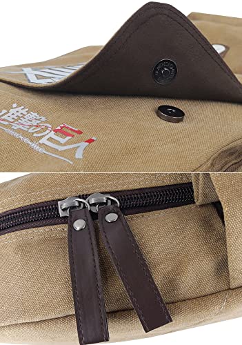 Soutrend AOT Anime Canvas Backpack Mens School Bag Khaki Bookbag Printed Backpack Daypack with Headphone Hole