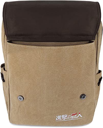 Soutrend AOT Anime Canvas Backpack Mens School Bag Khaki Bookbag Printed Backpack Daypack with Headphone Hole