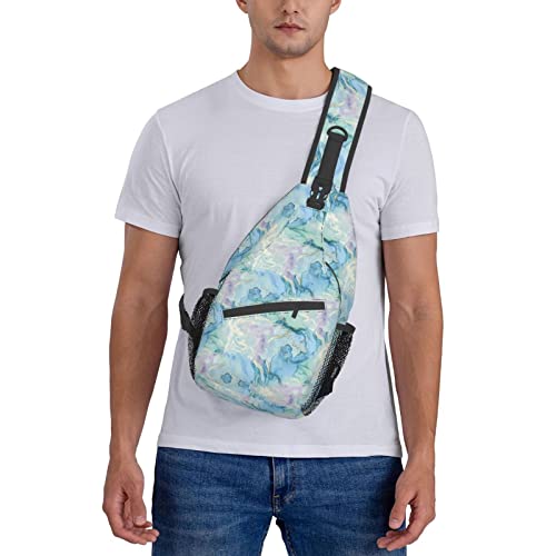 Luirioe Marble Blue Sling Bag Crossbody Backpack Hiking Travel Daypack Chest Bag Lightweight Shoulder Bag For Women Men