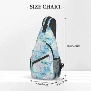 Luirioe Marble Blue Sling Bag Crossbody Backpack Hiking Travel Daypack Chest Bag Lightweight Shoulder Bag For Women Men