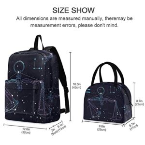 ODAWA Libra Zodiac Lovely Lightweight School Backpack Set for School Girls Boys Elementary School Bookbags Elementary School Bookbags