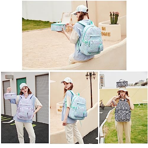 Armbq Cheetah Print Kids Backpack Set Girls Lightweight Bookbag for Elementary Leopard Children School Bag With Lunch Box