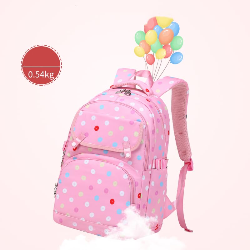 Armbq Polka-dot Print Backpacks for Girls with Lunch Box Teenage School Bookbag Set for Elementary Middle 3 Pieces Student Travel Bag