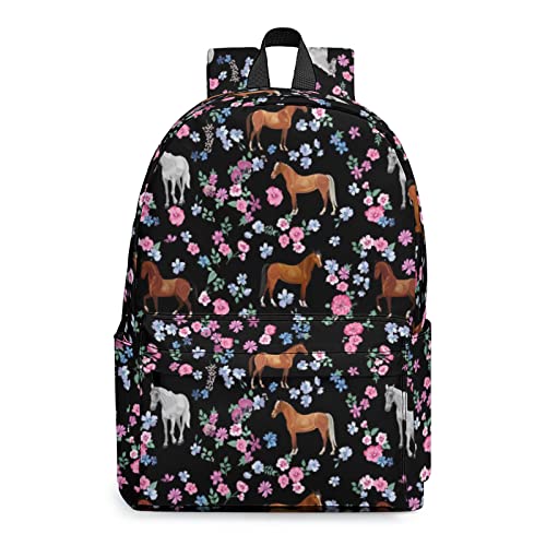 Horse Backpacks for Girls, 17 Inch School Backpack, Lightweight Bookbags for Girls, Large Capacity Book Bags for Kids, Casual Daypack with 15 Inch Laptop Compartment for College, Office or Travel