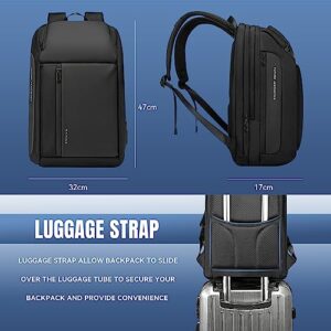 Tfro & Cile Laptop Backpack 15.6 Inch Business Travel Backpack for Men with USB Charging Port Waterproof Bag, Black