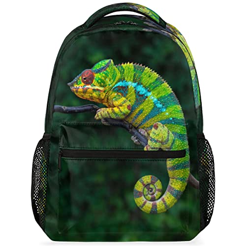 Chameleon Print Laptop Backpack Travel Bag Basic Durable Daypack Large Capacity Travel Essentials Accessories for Men Women Adults