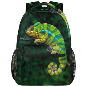 Chameleon Print Laptop Backpack Travel Bag Basic Durable Daypack Large Capacity Travel Essentials Accessories for Men Women Adults