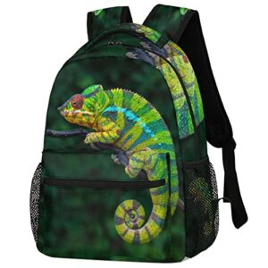 Chameleon Print Laptop Backpack Travel Bag Basic Durable Daypack Large Capacity Travel Essentials Accessories for Men Women Adults