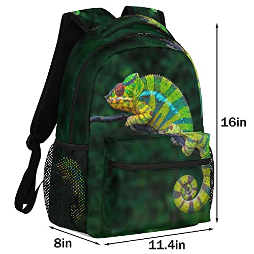 Chameleon Print Laptop Backpack Travel Bag Basic Durable Daypack Large Capacity Travel Essentials Accessories for Men Women Adults