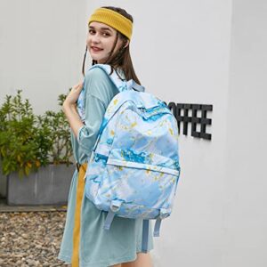 Createy Marble Backpack for Girls School Backpack with Lunch Box Kids Backpack Bookbags School Bag Set for Preschool Primary Elementary Students