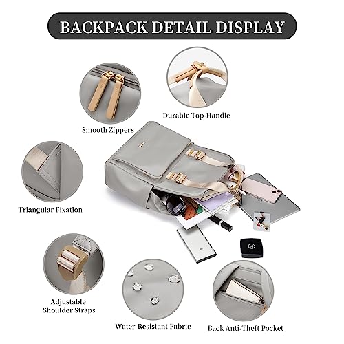 GOLF SUPAGS Laptop Backpack for Women Fits 15.6 Inch Notebook Computer Bag Purse Casual Daypack Travel Work Backpacks (Khaki Light)