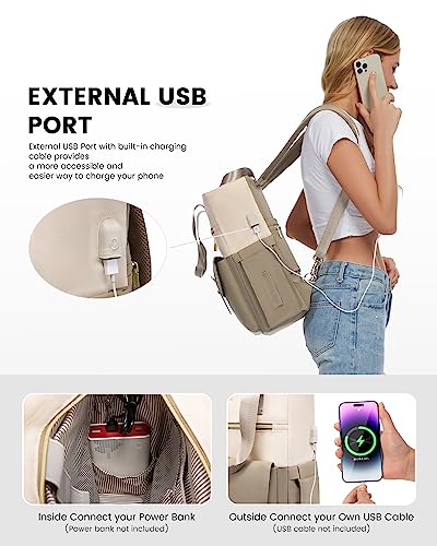 LOVEVOOK Laptop Backpack Purse for Women,15.6inch Laptop Tote Bag with USB Port,Convertible Work Backpack College Backpacks for Women,Cute Waterproof Computer Daypack for Travel