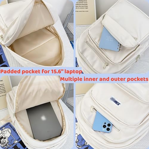 Leaper Water-resistant Laptop Backpacks Lightweight Casual Daypack Bag White