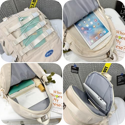 Leaper Water-resistant Laptop Backpacks Casual Backpack College Bag Travel Bag Satchel White