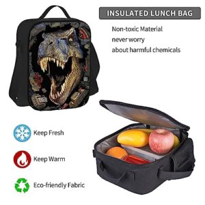 CNRYRIO Dinosaur Backpack Kids School Bag Set 17 Inch Laptop Backpack with Insulated Lunch Box and Pencil Case for Boys and Girls (Dinosaur-A)