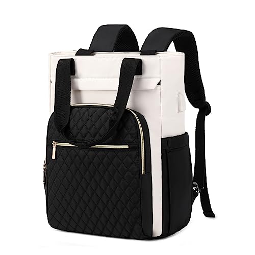 Imyth Tote Bag for Women Convertible Backpack 15.6 in Laptop Bag Wide Top Closure Equipped with USB Charging Port