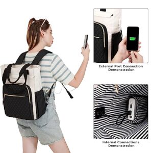 Imyth Tote Bag for Women Convertible Backpack 15.6 in Laptop Bag Wide Top Closure Equipped with USB Charging Port