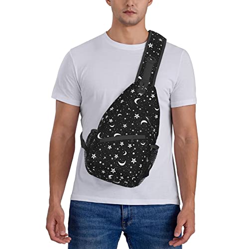 Jumou Star and Moon Sling Bag Crossbody Backpack Women Men Travel Chest Bag Casual Outdoor Sports Running Hiking