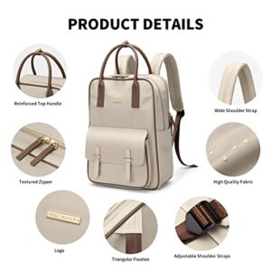 GOLF SUPAGS Laptop Backpack for Women College Work Travel Backpack Purse Casual Daypacks Fits 14 Inch Notebook (Apricot)