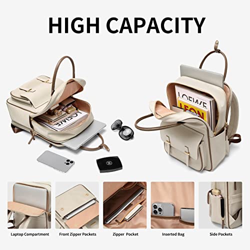 GOLF SUPAGS Laptop Backpack for Women College Work Travel Backpack Purse Casual Daypacks Fits 14 Inch Notebook (Apricot)