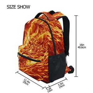 JIPONI Fire Dragon Head on Dark Background Backpack For Girls Boys, Student School Bag Bookbag Travel Laptop Backpack Purse Daypack