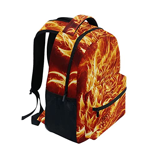 JIPONI Fire Dragon Head on Dark Background Backpack For Girls Boys, Student School Bag Bookbag Travel Laptop Backpack Purse Daypack