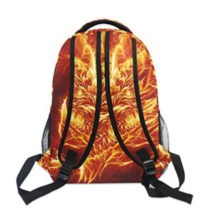 JIPONI Fire Dragon Head on Dark Background Backpack For Girls Boys, Student School Bag Bookbag Travel Laptop Backpack Purse Daypack