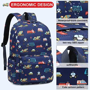 LOIDOU Kids Backpack Boys Preschool Backpacks Construction Kids School Bags Kindergarten Elementary BookBag Set with Lunch Box