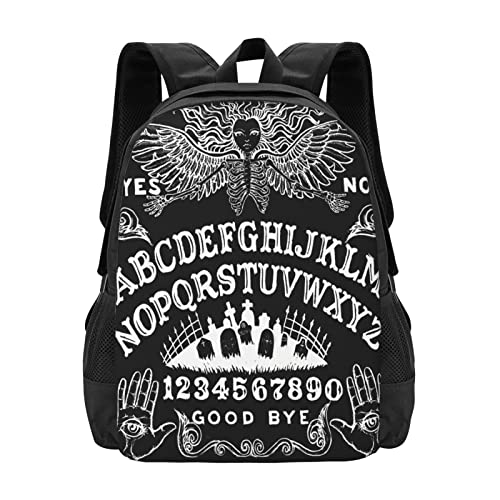 WZOMT Funny Magic Ouija Board Backpack Gothic Skull Coffin Witch Tarot Goth Horror School Backpack Halloween Gifts Black Bookbag Laptop Bags Retro Travel Daypack for Kids Teens 17" Rucksack