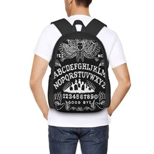 WZOMT Funny Magic Ouija Board Backpack Gothic Skull Coffin Witch Tarot Goth Horror School Backpack Halloween Gifts Black Bookbag Laptop Bags Retro Travel Daypack for Kids Teens 17" Rucksack